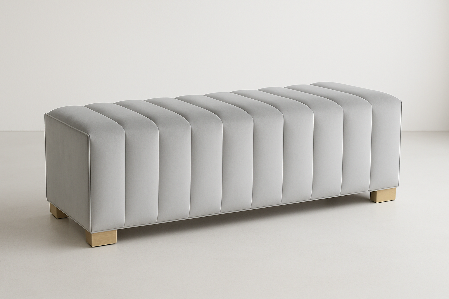 Modern Grey Velvet Upholstered Bench | Made In Canada