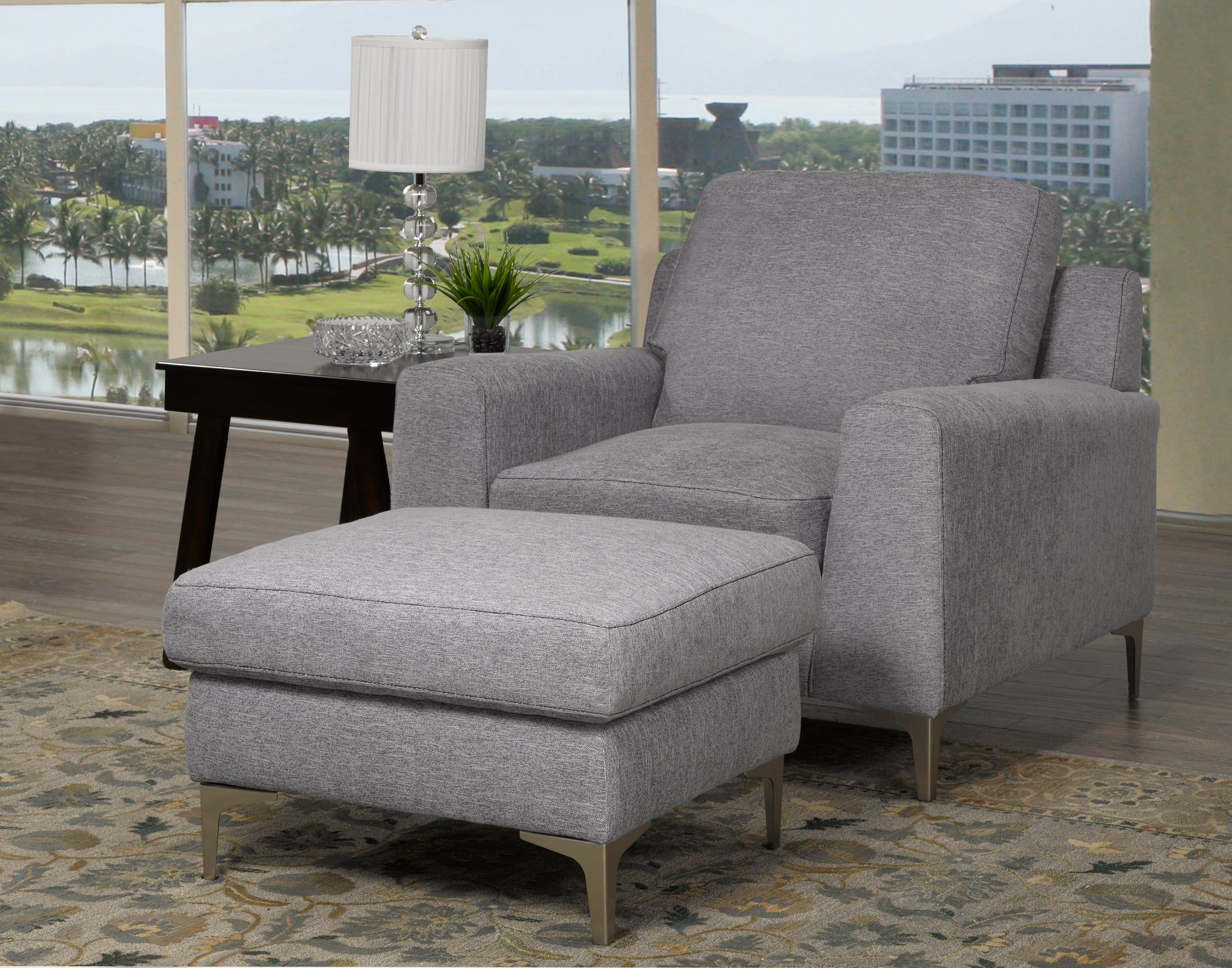 Grey Chair & Ottoman Set | Home Accent Furniture