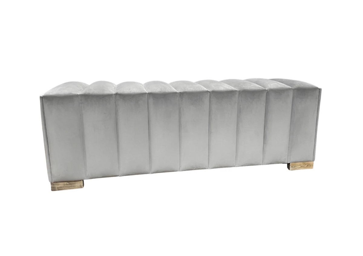 Modern Grey Velvet Upholstered Bench | Made In Canada