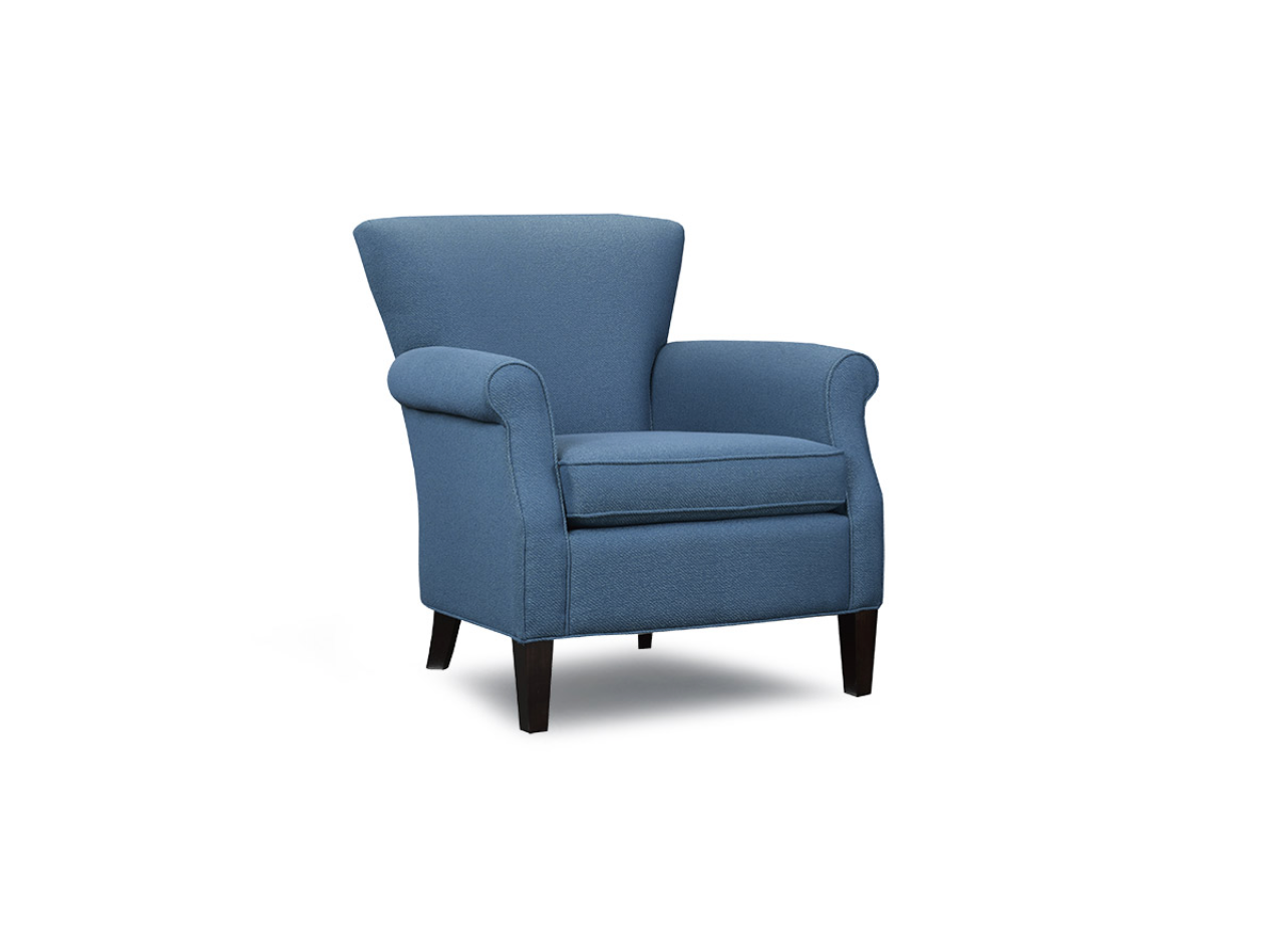 Traditional Blue Round Arm Accent Chair